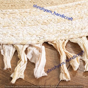 Floor and Kitchen Round Rag Rug Handwoven Natural White and - Etsy