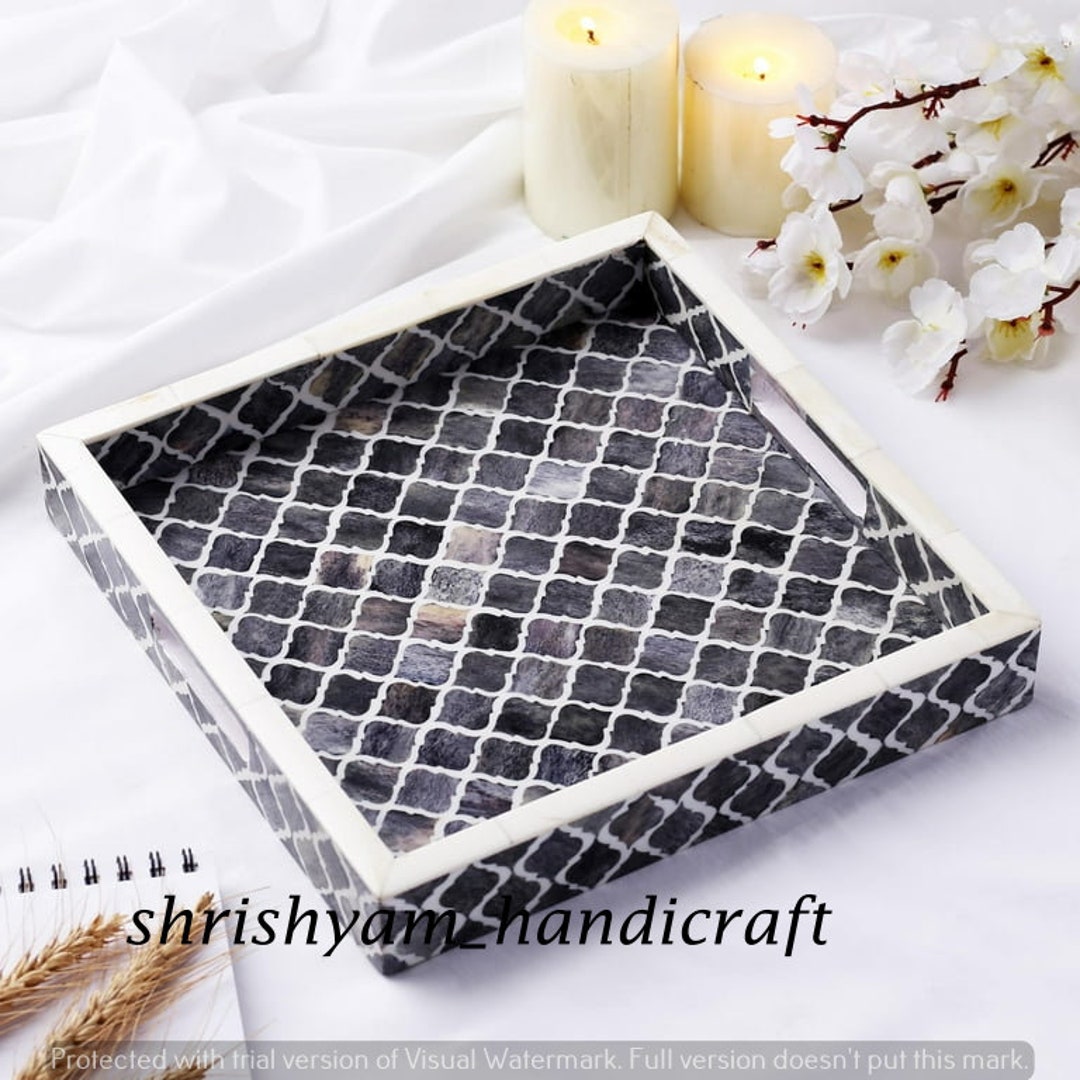 Bone Inlay Tray Decorative Serving Tray Home Decor Tray Coffee Table ...