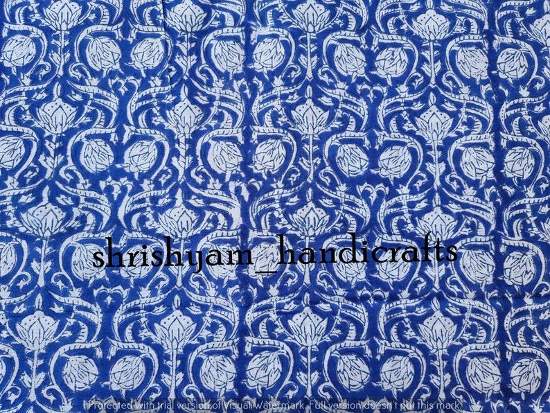 Sanganeri Hand Block Indian Blue Color Fabric 100% Cotton - Etsy