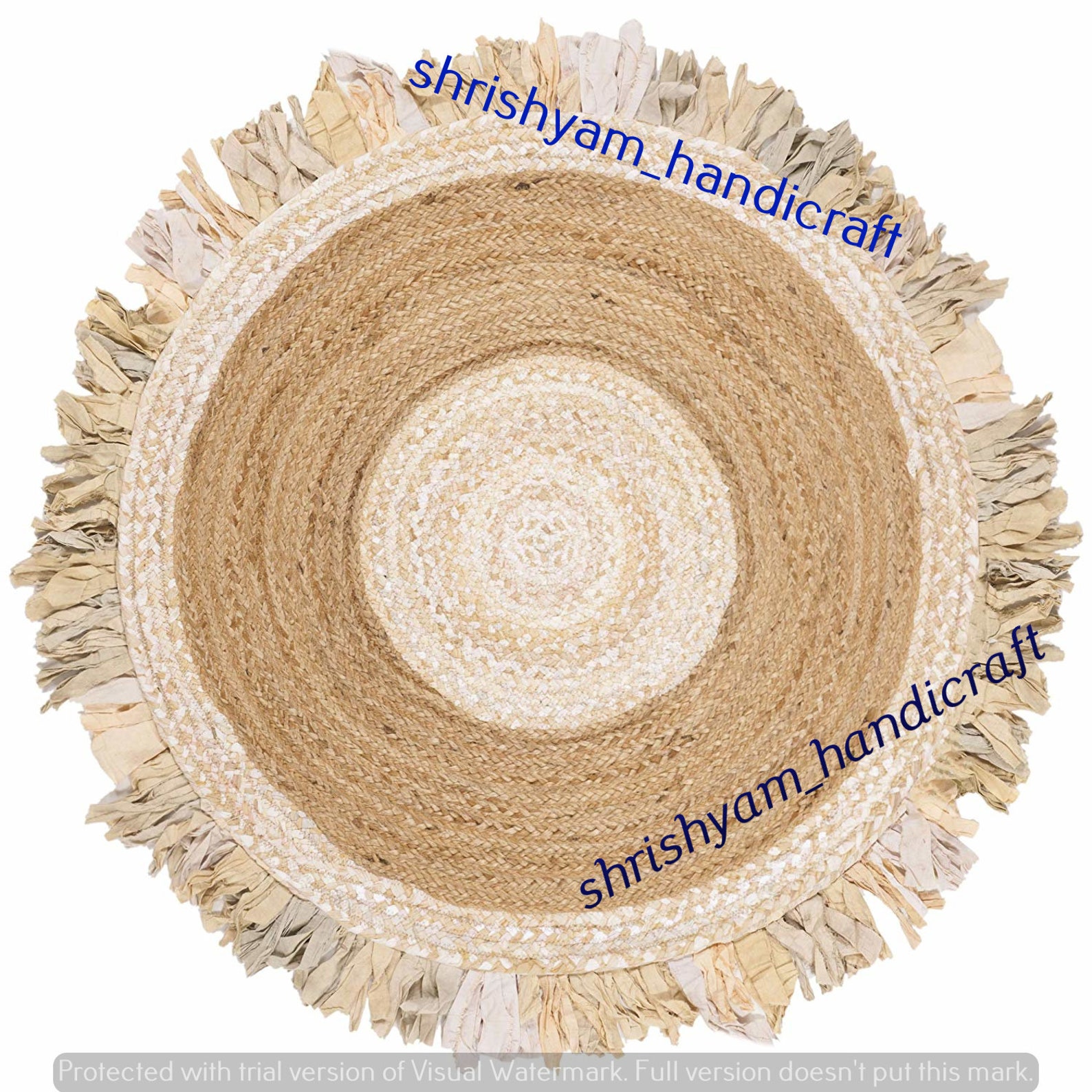 Floor and Kitchen Round Rag Rug Handwoven Natural White and - Etsy