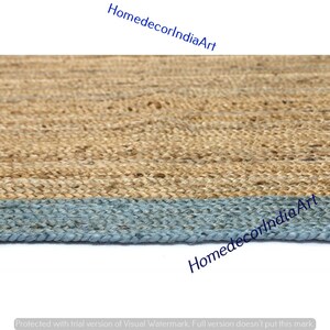 Handmade Multi Color Natural Jute Rectangle Rug Indian Handwoven Ribbed ...