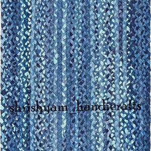 Bohemian Hand Braided Blue & Turquoise Color Cotton Chindi Area Rug ...