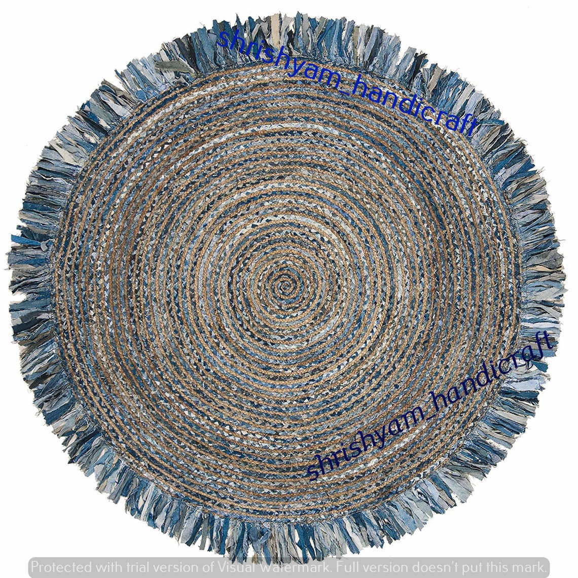 Bohemian Braided Rag Rug Natural Area Rug Bohemian Blue Color - Etsy UK