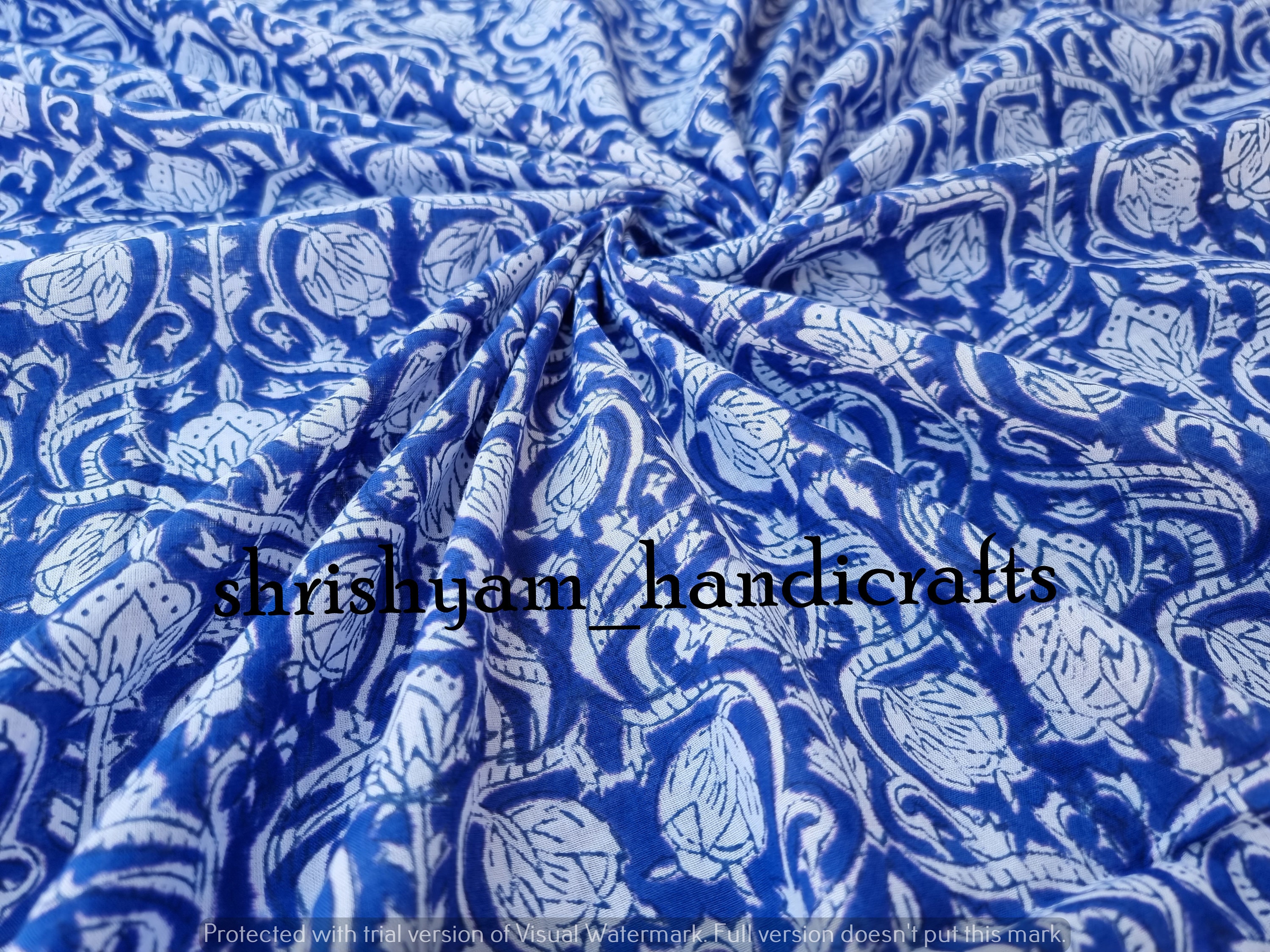 Sanganeri Hand Block Indian Blue Color Fabric 100% Cotton - Etsy