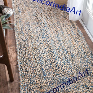 Indian Denim and Jute Braided Runner Rug RAG Rugmeditation - Etsy