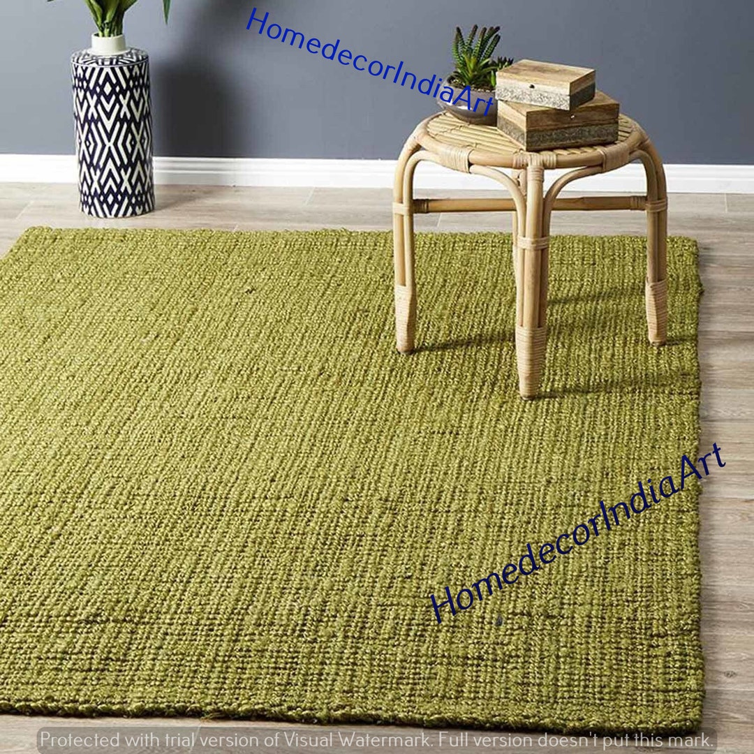 Indian Braided Floor Rug Green Jute Rug, Natural Jute Rectangle Rug ...