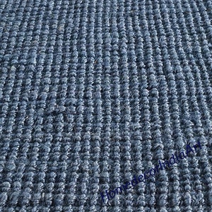 Blue Color Natural Jute Rectangle Rug Indian Handmade Handwoven Ribbed ...