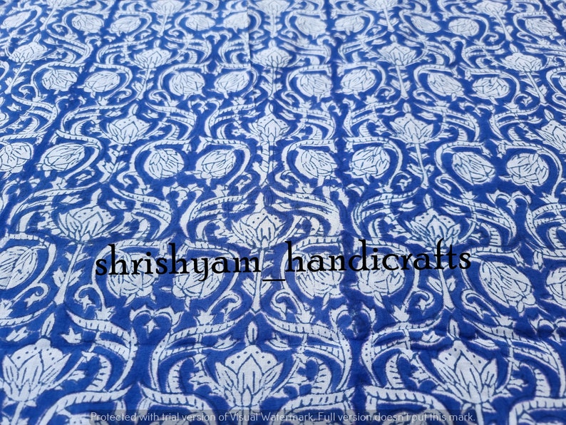 Sanganeri Hand Block Indian Blue Color Fabric 100% Cotton - Etsy
