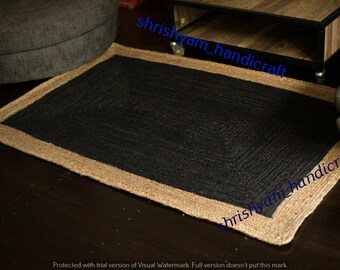 Buy Handwoven Ribbed Solid Area Rugs Beautiful Floor Rug Natural Jute ...