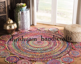 Beautiful Hand Braided Bohemian Colorful Cotton Chindi Area Rug Multi ...