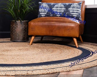 Buy Handwoven Ribbed Solid Area Rugs Beautiful Floor Rug Natural Jute ...