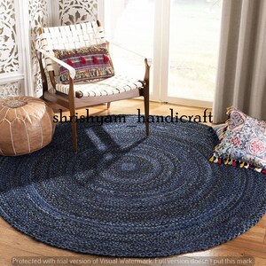 4 Feet Round Antique Braided Round Rug, Meditation Mat, Mandala Rug ...