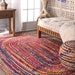 Hand Braided Bohemian Colorful Cotton Chindi Area Rug Multi Color Home ...