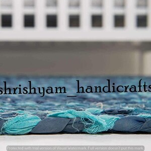 Bohemian Hand Braided Blue & Turquoise Color Cotton Chindi Area Rug ...