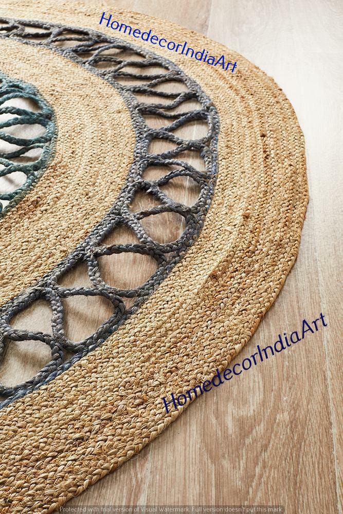 RUG RAG Braided Jute Round Rug Meditation Mat Mandala Rug | Etsy UK