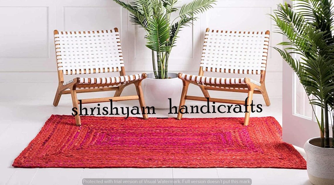 Hand Braided Bohemian Colorful Cotton Chindi Area Rug Home | Etsy