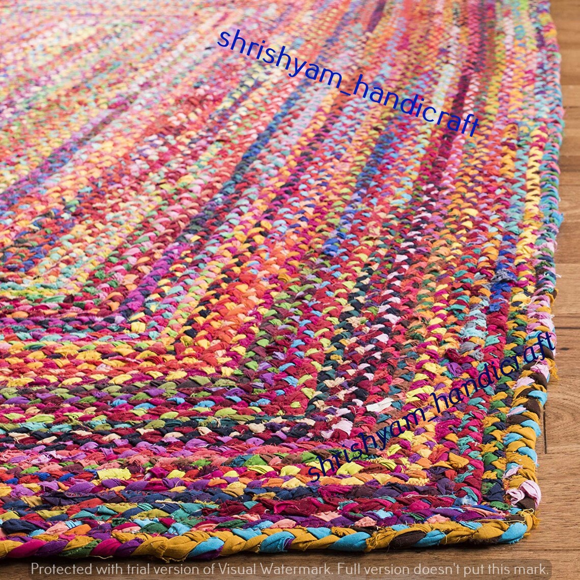 Multi-color Rectangle Rugs Indian Handmade Cotton Purely Yoga - Etsy UK