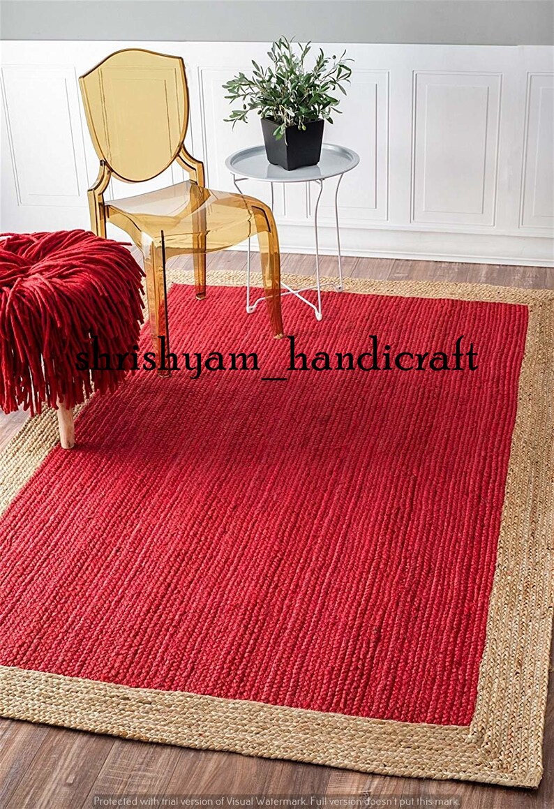 Bohemian Natural Jute Rug Braided Floor Rectangle Jute Rug - Etsy India