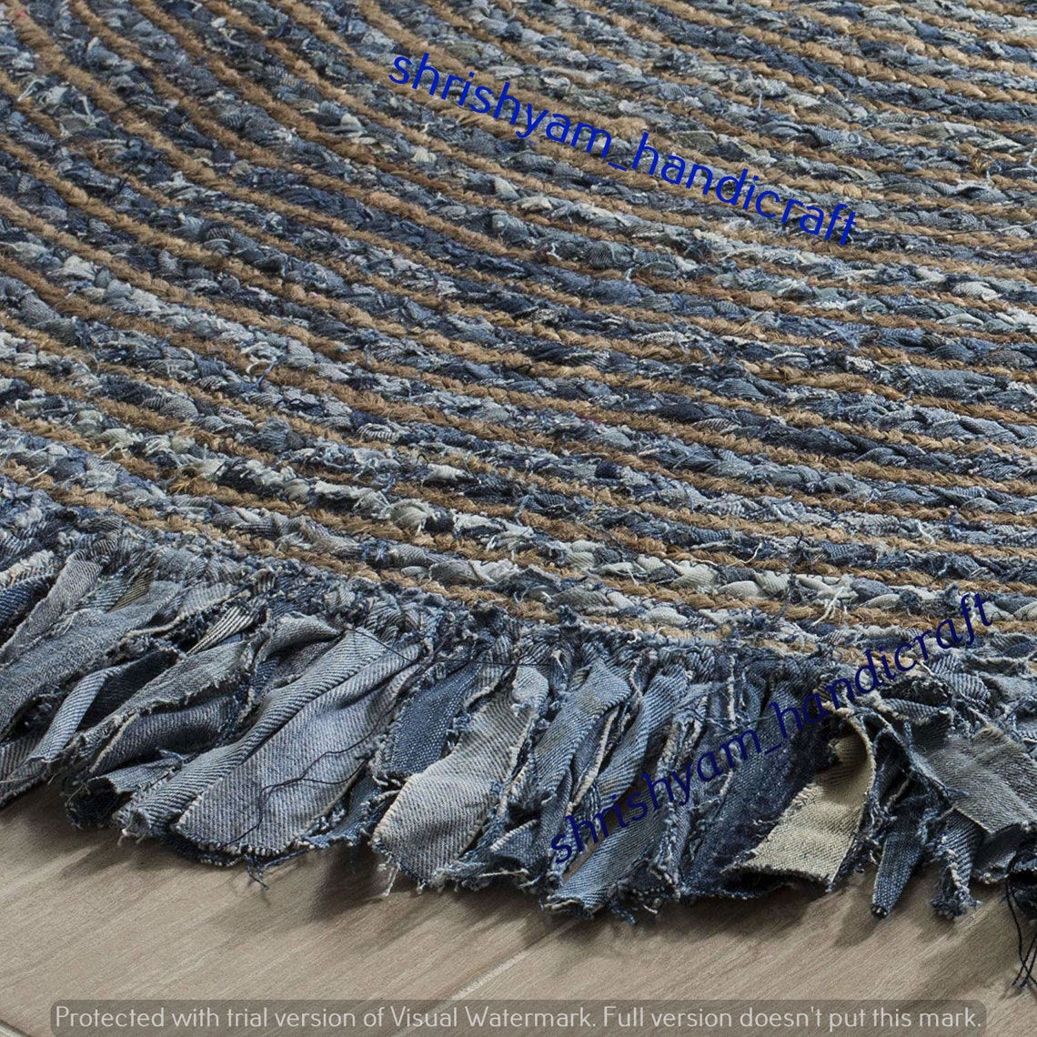 Bohemian Braided Rag Rug Natural Area Rug Bohemian Blue Color - Etsy UK