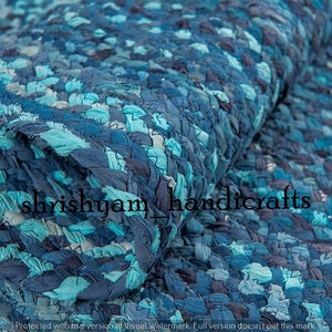 Bohemian Hand Braided Blue & Turquoise Color Cotton Chindi Area Rug ...