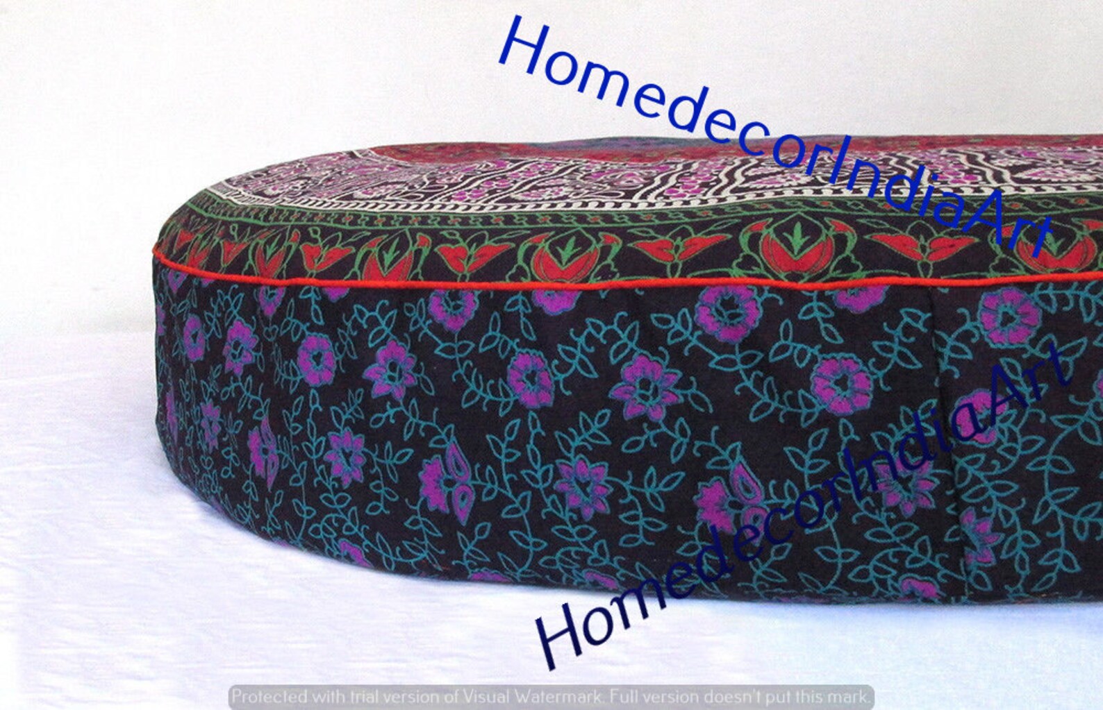 Indian Handmade Large Round Floor Pillow Multi Color Floral - Etsy