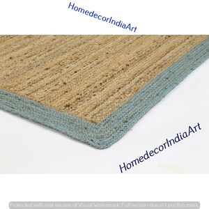 Handmade Multi Color Natural Jute Rectangle Rug Indian Handwoven Ribbed ...