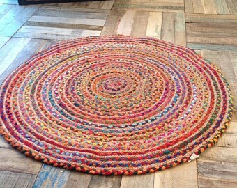 Indian Hand Braided Bohemian Cotton Chindi Area Rug Multi Color Home Decor Rug Cotton Area Rugs ...