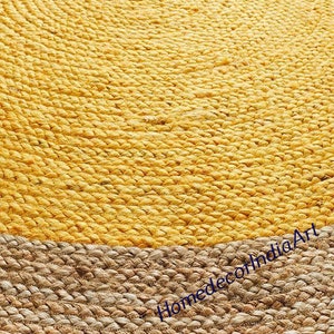 Buy Yellow & Beige Colour Round Braided Rag Rugs, Indian Home ...