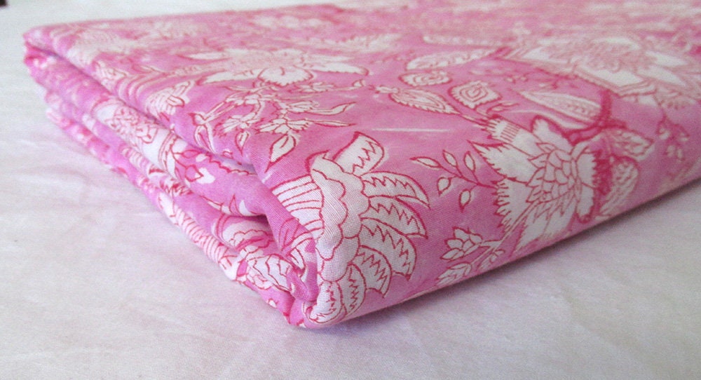 Hand Block Print Sanganeri Fabric Indian Floral Print Running - Etsy UK