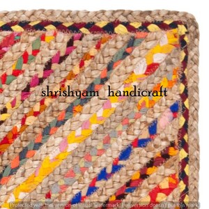Indian Jute & Cotton Mix Rug, Braided Rag Rug Multi Colour Handwoven ...
