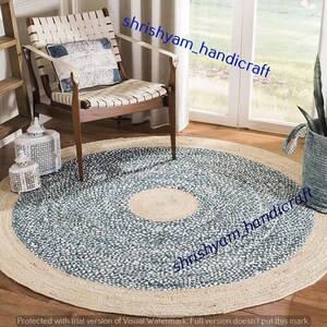 Hand Braided Bohemian Jute Area Rug Round Rag Rug Home Decor Rugs Shape ...