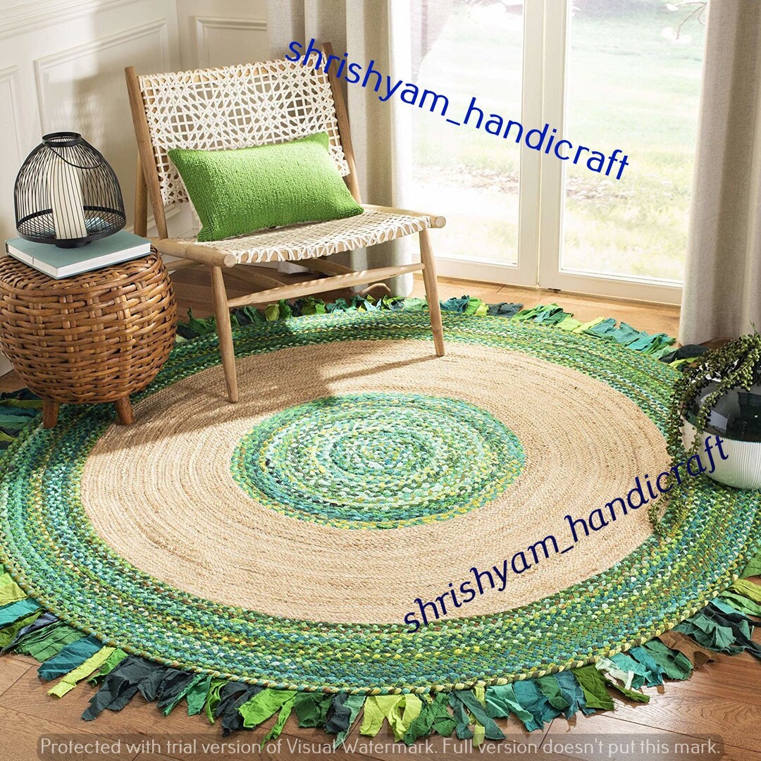 Bohemian Colorful Cotton Area Rugs Hand Braided Round Rugs Multi Color Home Decor Rugs Bohemian ...
