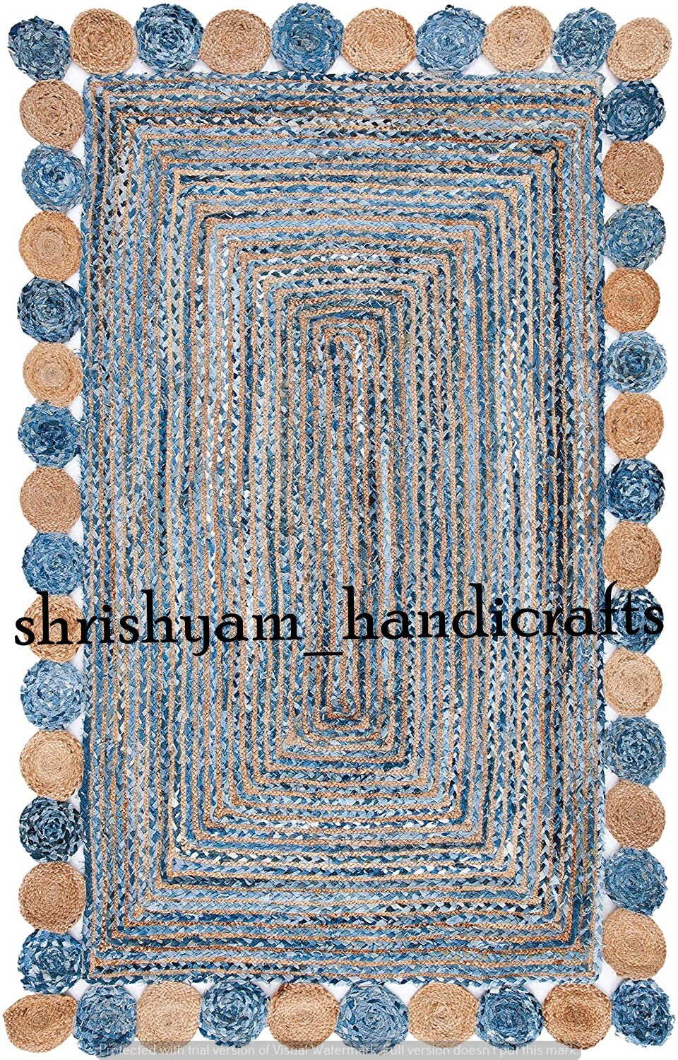 Rug Jute Natural Rectangle Braided Floor Mat Handmade | Etsy