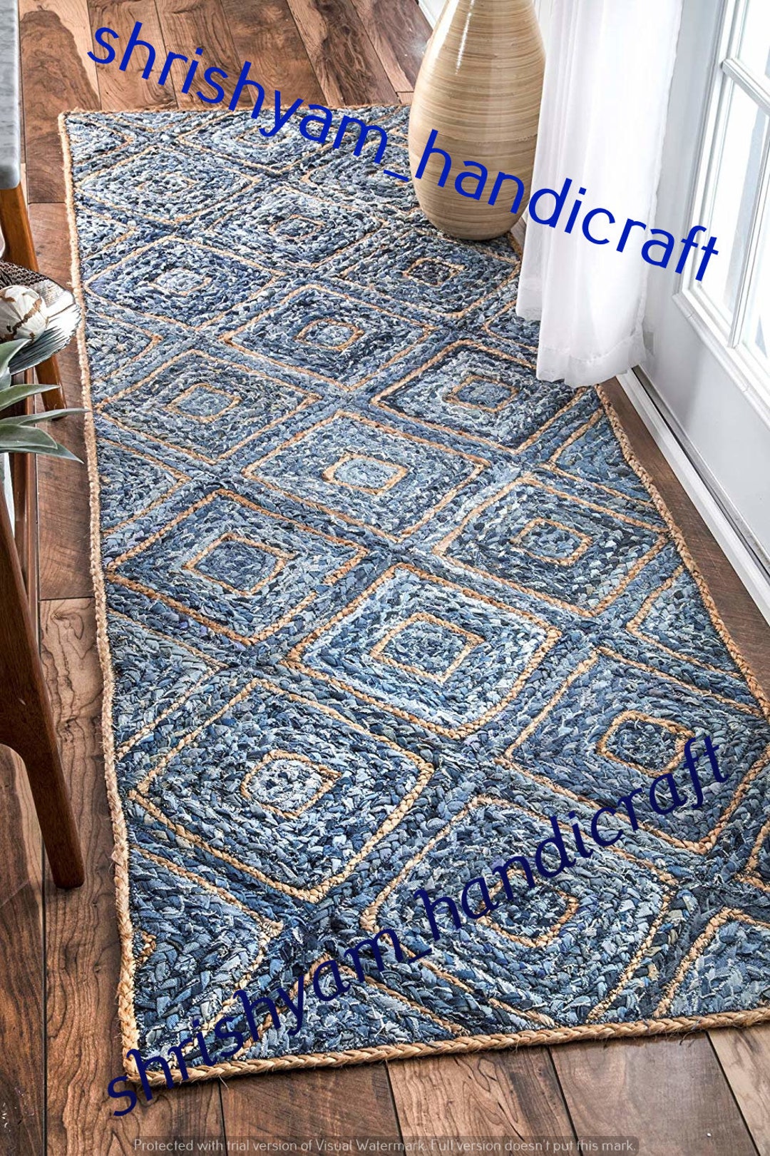 3x4' Feet Natural Jute Rug Rag Indian Braided Jute Rug Rag Hand Woven ...