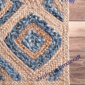 Indian Braided Floor Rug Boho Jute Denim Rug Handmade - Etsy