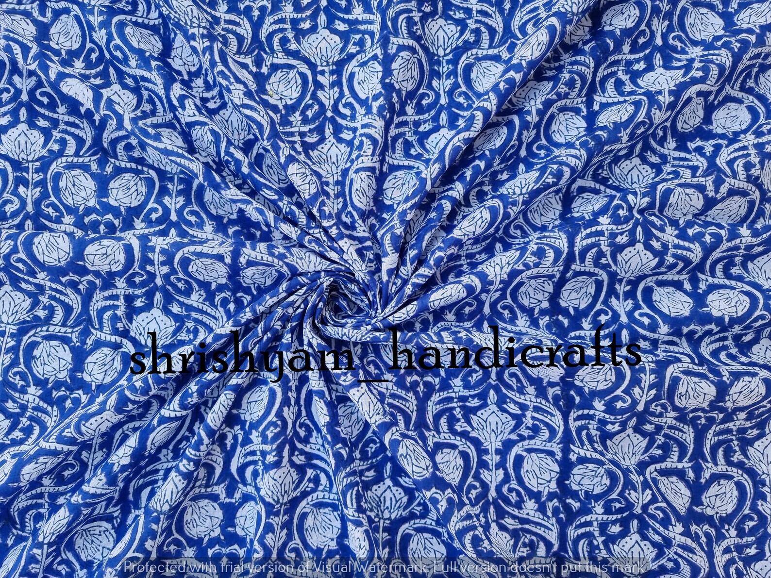 Sanganeri Hand Block Indian Blue Color Fabric 100% Cotton - Etsy