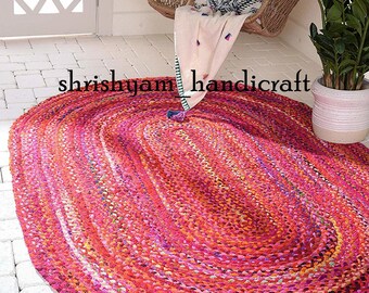 Indian Hand Braided Bohemian Colorful Cotton Chindi Area Rug Multi ...