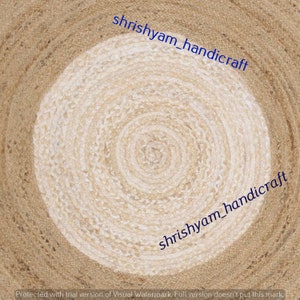 Floor and Kitchen Round Rag Rug Handwoven Natural White and - Etsy