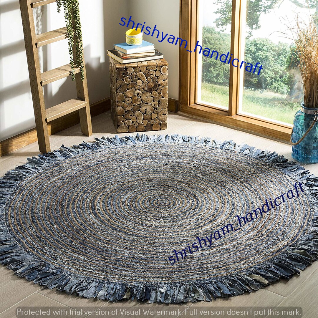 Bohemian Braided Rag Rug Natural Area Rug Bohemian Blue Color - Etsy UK