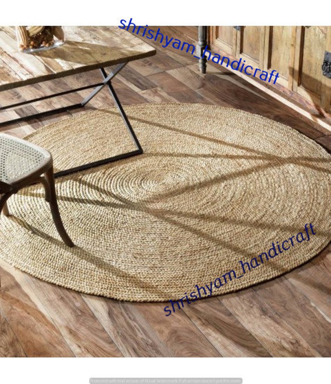 RUG RAG Braided Jute Round Rug, Meditation Mat, Mandala Rug, Bohemian ...