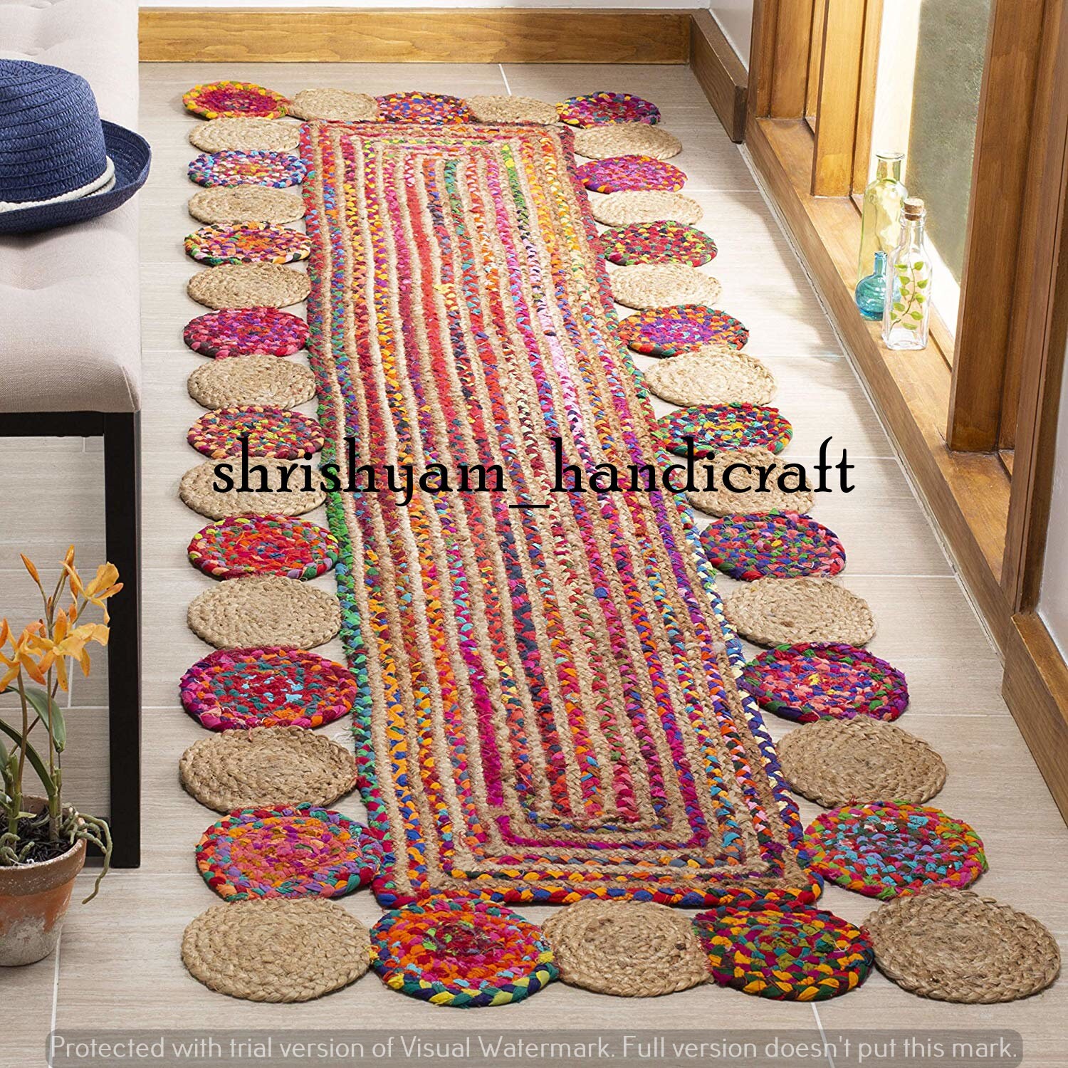 Natural Jute Rectangle Rug Indian Handmade Handwoven Ribbed - Etsy UK