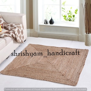 2X2, 3X3, 4X4, 5X5, 6X6, 7X7, 8X8, 9X9, 10X10 Hand Braided Square Jute ...