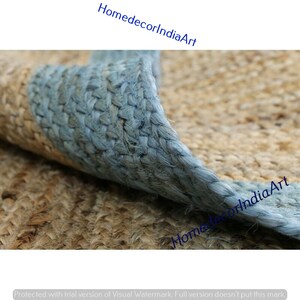Handmade Multi Color Natural Jute Rectangle Rug Indian Handwoven Ribbed ...