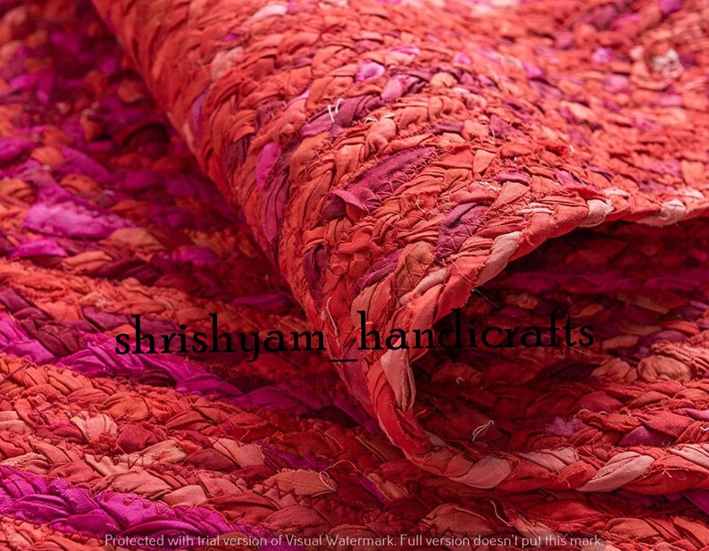 Hand Braided Bohemian Colorful Cotton Chindi Area Rug Home - Etsy