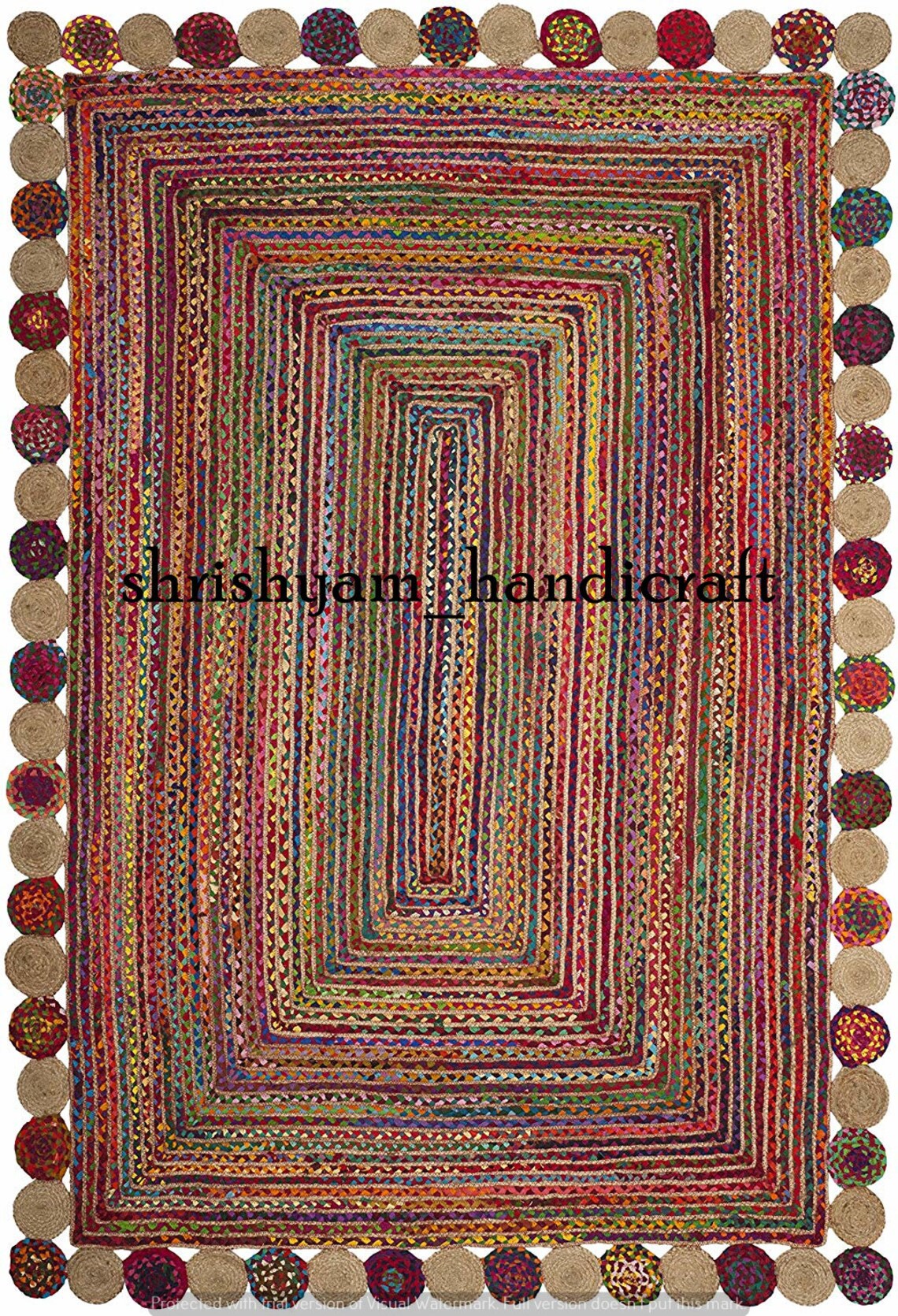 Bohemian Handmade Jute & Cotton Mix Rug Braided Rag Rug | Etsy