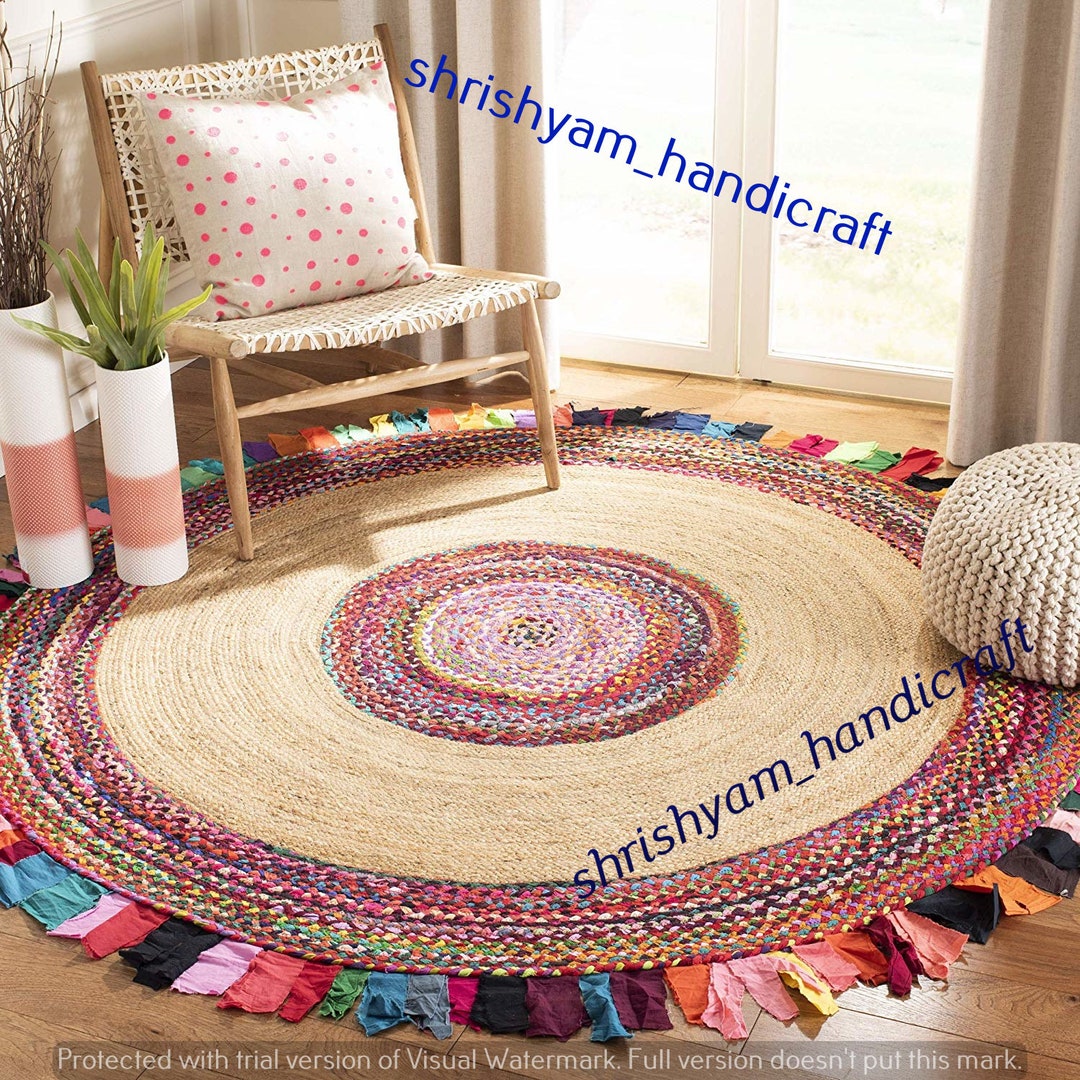 Indoor and Outdoor Natural Jute Rug Round Jute Rug for Floor and ...