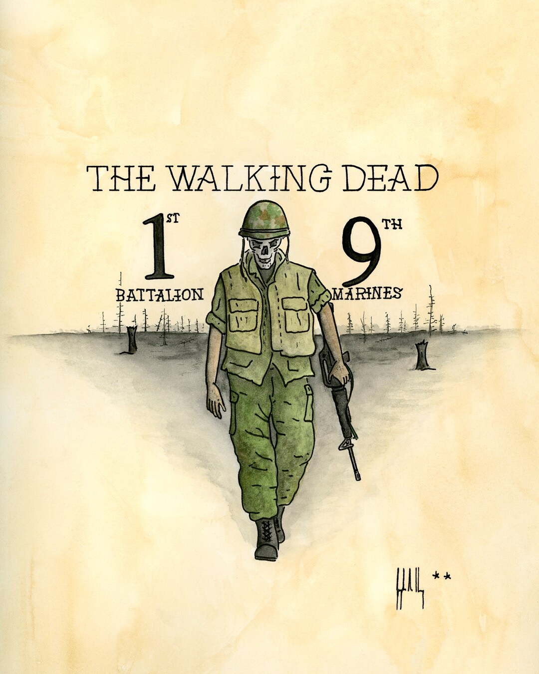 1st Battalion 9th Marines the Walking Dead Print, Ninth, Striking Ninth ...