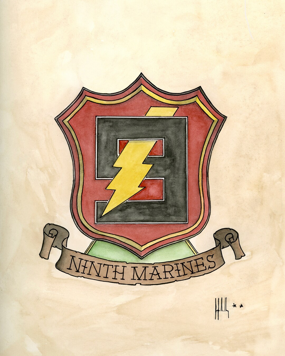 9th Marine Regiment Print, Ninth, Striking Ninth, 3rd Marine Division ...