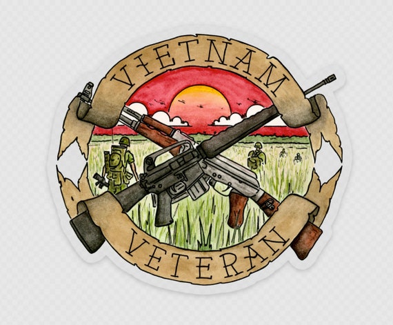 Vietnam Vet Sticker Vietnam Veteran 3 Medals Circle Decal/Bumper