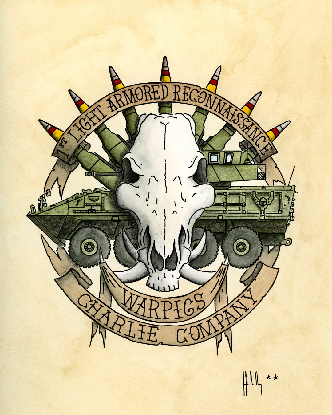1st LAR Print, Military, Marines, War Pigs, Charlie Company, Light ...